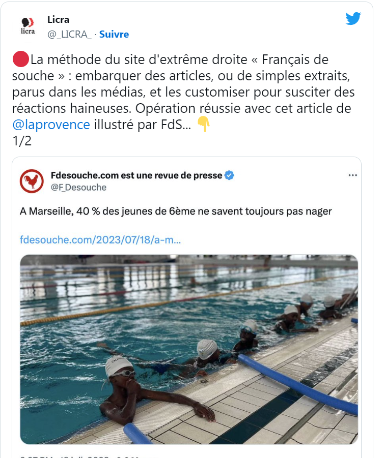 La LICRA accuse Fdesouche d'avoir modifié la photo d'un article pour ...